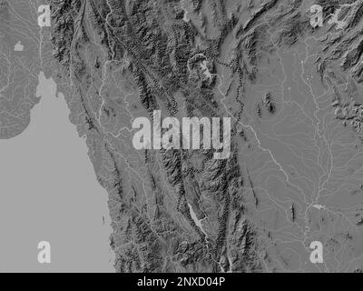 Tak, province of Thailand. Elevation map colored in wiki style with ...