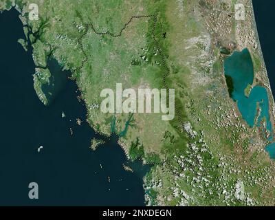 Trang, province of Thailand. High resolution satellite map. Locations ...