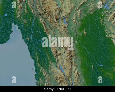 Tak, province of Thailand. Elevation map colored in wiki style with ...