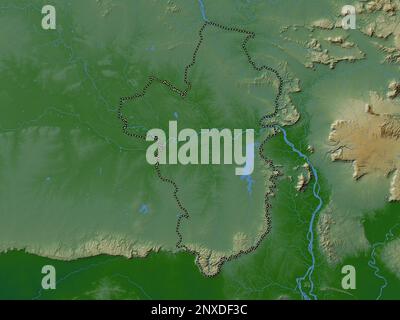 Ubon Ratchathani, province of Thailand. Colored elevation map with ...