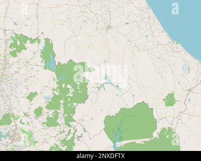 Shape of Yala, province of Thailand, with its capital isolated on white ...