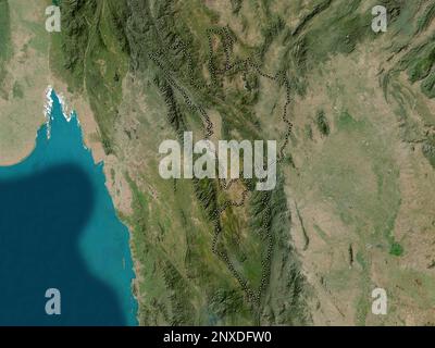 Tak, province of Thailand. Low resolution satellite map. Locations of ...