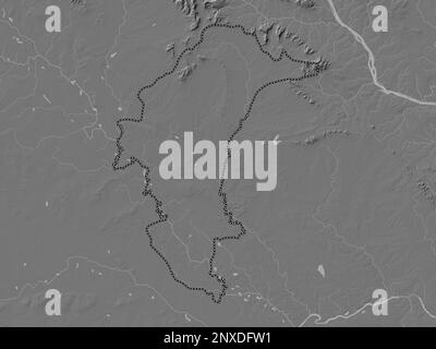 Yasothon, province of Thailand. Bilevel elevation map with lakes and ...