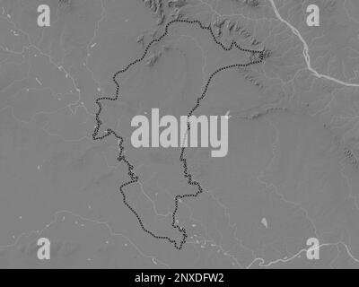 Yasothon, province of Thailand. Grayscale elevation map with lakes and ...