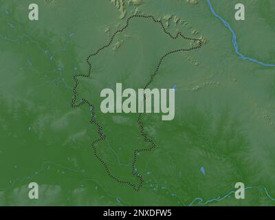 Yasothon, province of Thailand. Colored elevation map with lakes and ...