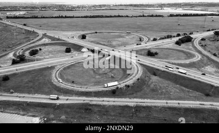 Take a bird's eye view of the flyover and traffic intersections of a ...
