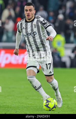 Filip Kostic of Juventus seen in action during the Serie A Enilive ...