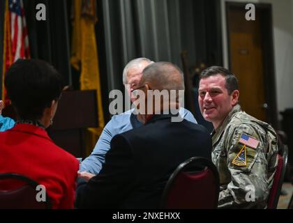 U.S. Space Force Col. Bryan Titus speaks with members of the Military ...