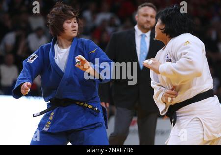 KIM HAYUN of REPUBLIC OF KOREA and AKIBA MAYA of JAPAN during of the ...