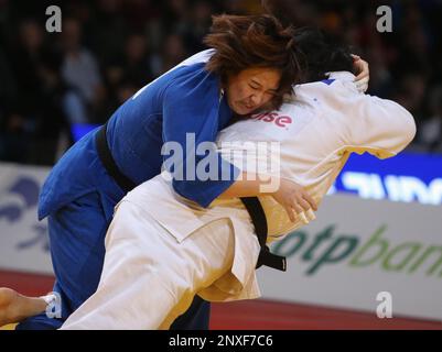KIM HAYUN of REPUBLIC OF KOREA and AKIBA MAYA of JAPAN during of the ...