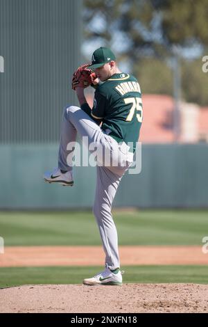 Oakland Athletics pitcher Brian Howard (75) during Spring Training Camp ...