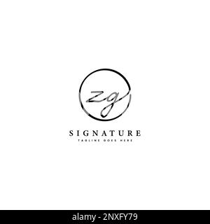 Initial ZG circle round line logo, abstract company logo design ideas vector graphic Stock ...