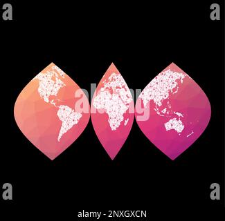 Illustration of global network. Interrupted Sinusoidal projection ...