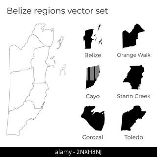Belize map collection. Borders of Belize for your infographic. Colored ...