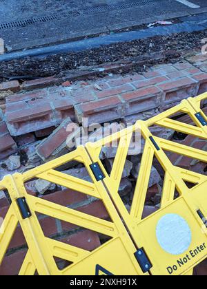 A Broken Wall in A Carpark Been Hit by a Car With Warning Barrier ...
