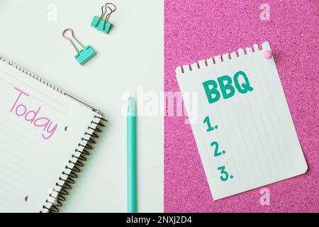 Conceptual caption Bbq. Word Written on usually done outdoors by ...