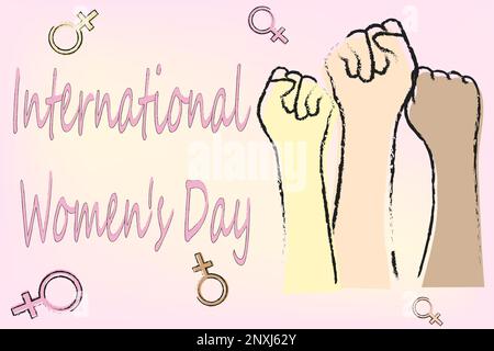 gender female symbol with hand fist and flowers vector illustration ...
