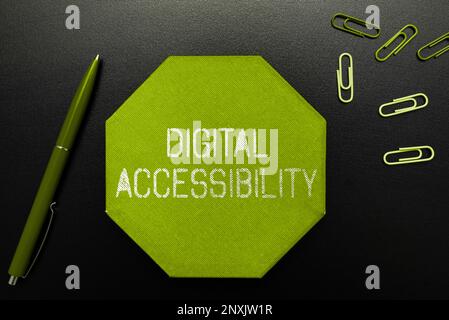 Hand writing sign Digital Accessibility, Business overview electronic ...