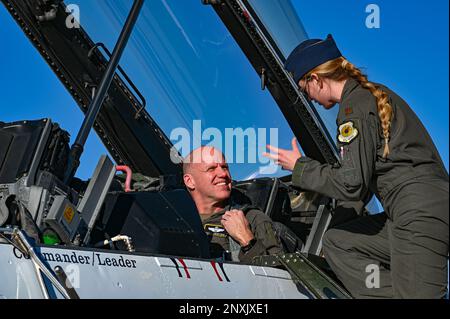 Maj. Gen. Evan Dertien, Air Force Test Center, presents Brig. Gen ...