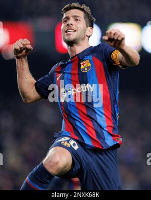 Sergi Roberto of FC Barcelona celebrates the victory during the Spanish ...