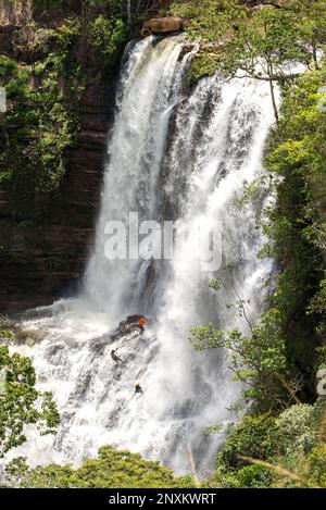 waterfall climbing using abseiling techniquewaterfall climbing with ...