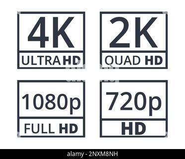 720p hd. Modern technology signs. Vector illustration symbol Monitor ...