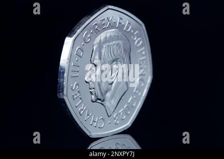 The first King Charles 50p coin of 2023. The reverse features Professor ...