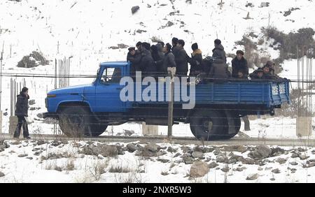 This photo shows Manpo City, the border to the Ji'an City, Jilin of ...