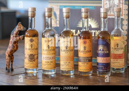 Sample bottles of Plantation Caribbean Rhum from Cognac Ferrand Stock ...