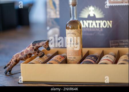 Sample bottles of Plantation Caribbean Rhum from Cognac Ferrand Stock ...