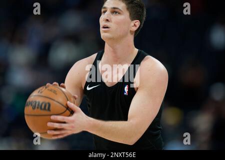 Denver Nuggets guard Collin Gillespie (21) as players take part in ...