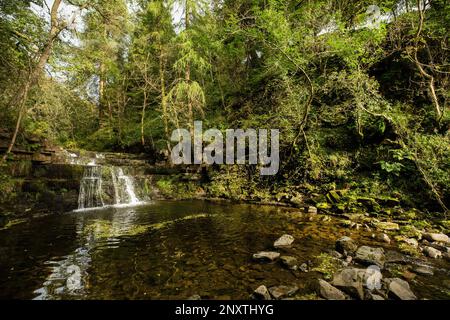 Waterfall at on Ash Gill, a tributary of the River South Tyne, at ...