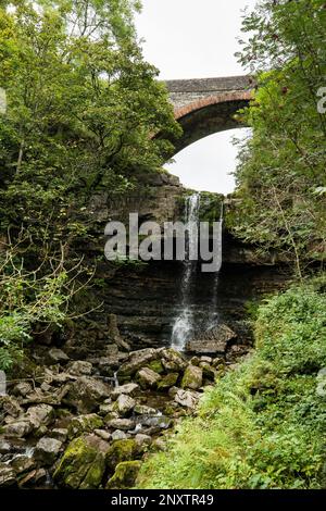 Waterfall at on Ash Gill, a tributary of the River South Tyne, at ...
