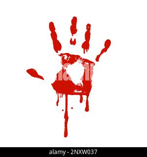 Scary blood human hand blot on white background realistic vector ...