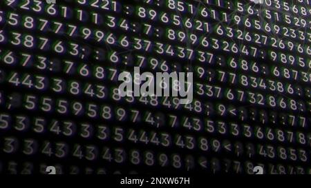 Concept of science, math code changing all over the screen. Motion. Many numbers and endless ...