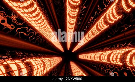 Flying into spaceship tunnel, sci-fi spaceship corridor. Design ...