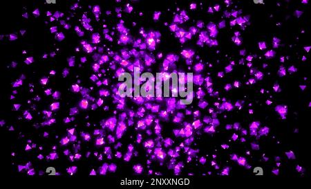 Shiny colorful glass particles flying isolated on a black background ...