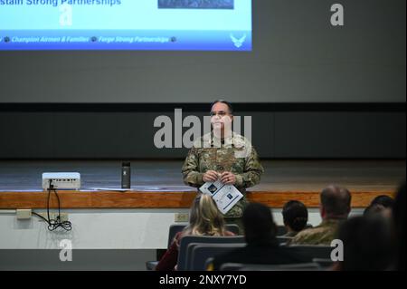 Col. Jason Vattioni, 377th Air Base Wing commander, speaks during an ...