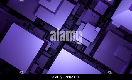 Movement through 3d space with cubes. Design. Tunnel with 3d lips in ...