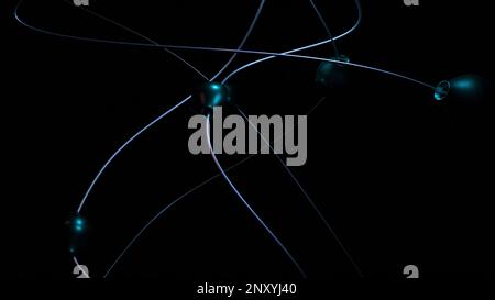 Curved vertical lines with moving balls. Design. Metal spiral lines ...