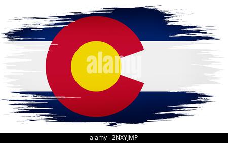 brush painted flag of State of Colorado isolated on black background ...