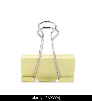 yellow binder clip isolated on white background Stock Photo - Alamy