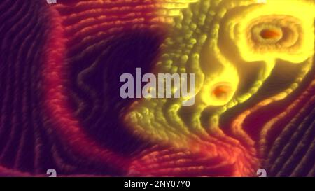Futuristic plasma waves with bends. Motion. Colorful glowing lines move ...