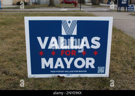 Paul Vallas for mayor yard sign with others in the background in ...