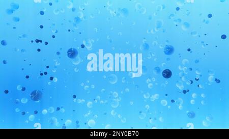 Molecular 3d balls rotate in liquid. Motion. 3D molecules move in flow ...