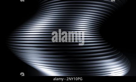 3D tube moves in waves with stripes. Design. Wavy tube moves with ...