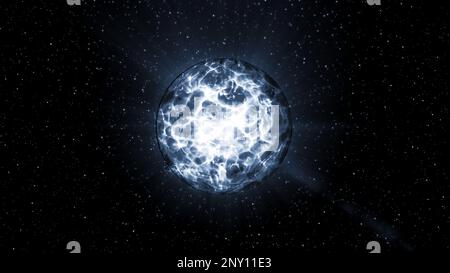 Bright glowing ball with liquid shimmer. Motion. Energy plasma flickers ...