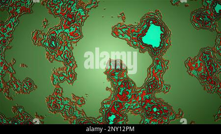Animation with moving liquid pattern of microbes. Motion. Abstract ...