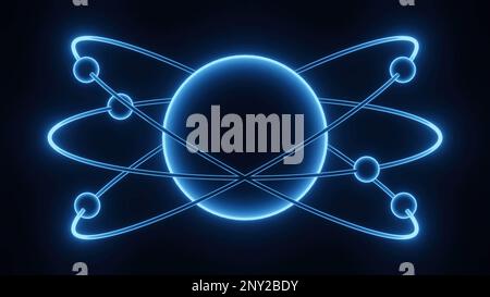 Atomic energy symbol. Electrons moving on orbits Atomic energy concept ...