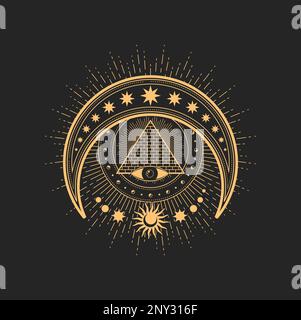 Astrological symbols of the moon sun stars, Esotericism and magic ...